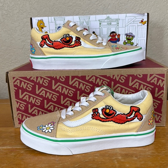 Vans | Shoes | Vans Olds Skool Elmo Sesame Street Natural Womens Size 5 ...